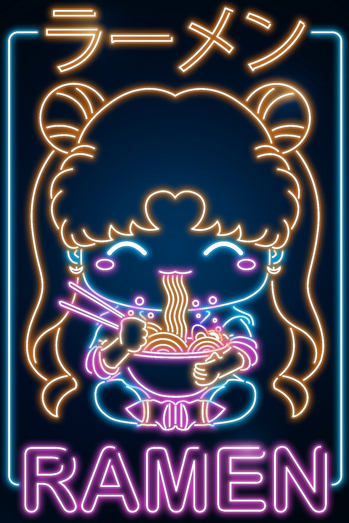 Retro Neon Ramen Moon Plexi Glass Wall Art – V1 Tech