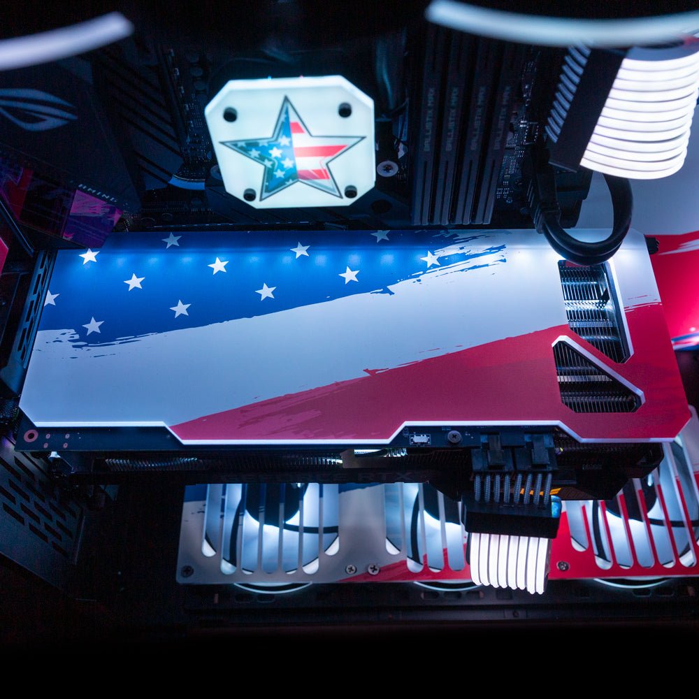 'Abstract American Flag' Custom Design RGB GPU Backplate by V1 Tech ...
