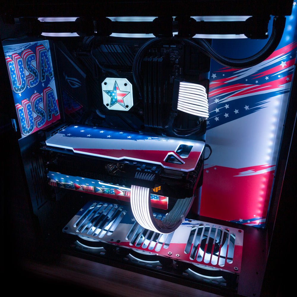 'Abstract American Flag' Custom Design RGB GPU Backplate by V1 Tech ...