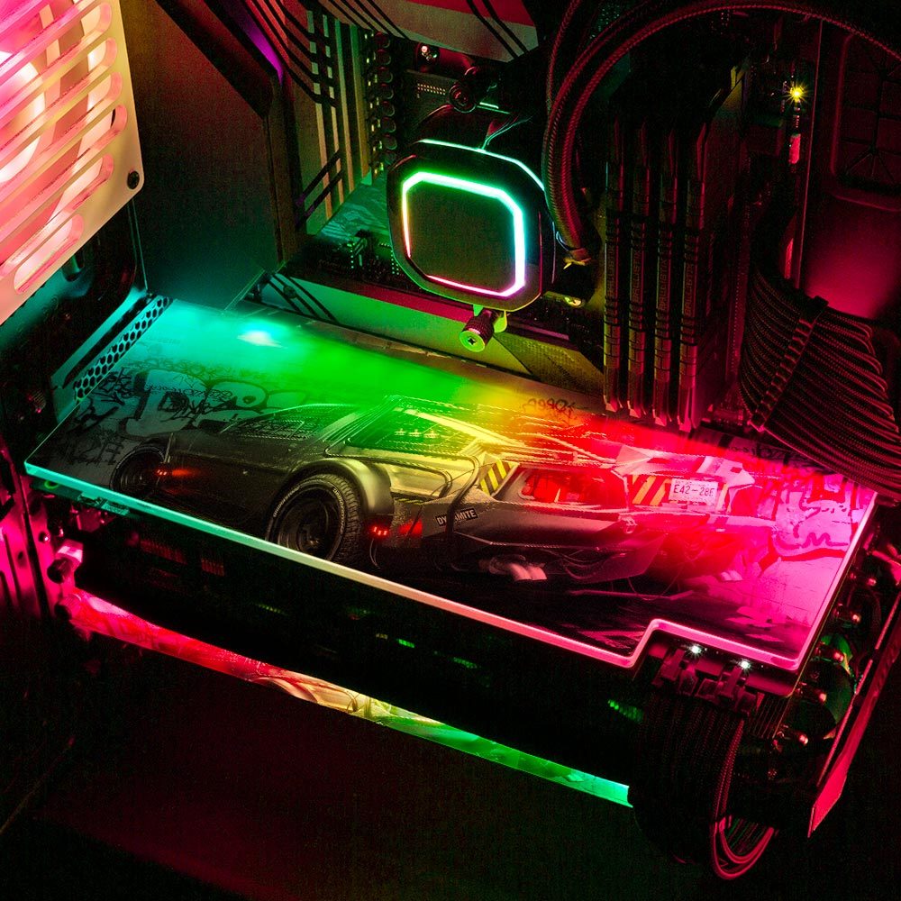 Skie Graphic Studio - 'Cyber DeLorean2' | Custom RGB GPU Backplate by ...