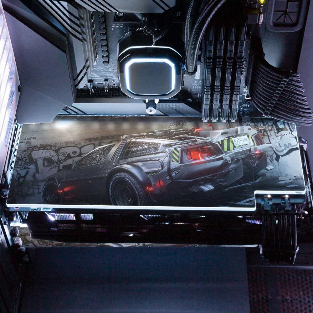 Skie Graphic Studio - 'Cyber DeLorean2' | Custom RGB GPU Backplate by ...