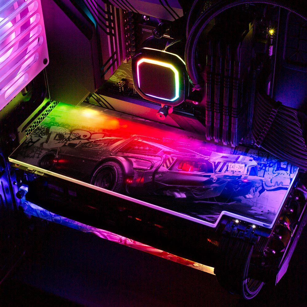 Skie Graphic Studio - 'Cyber DeLorean2' | Custom RGB GPU Backplate by ...