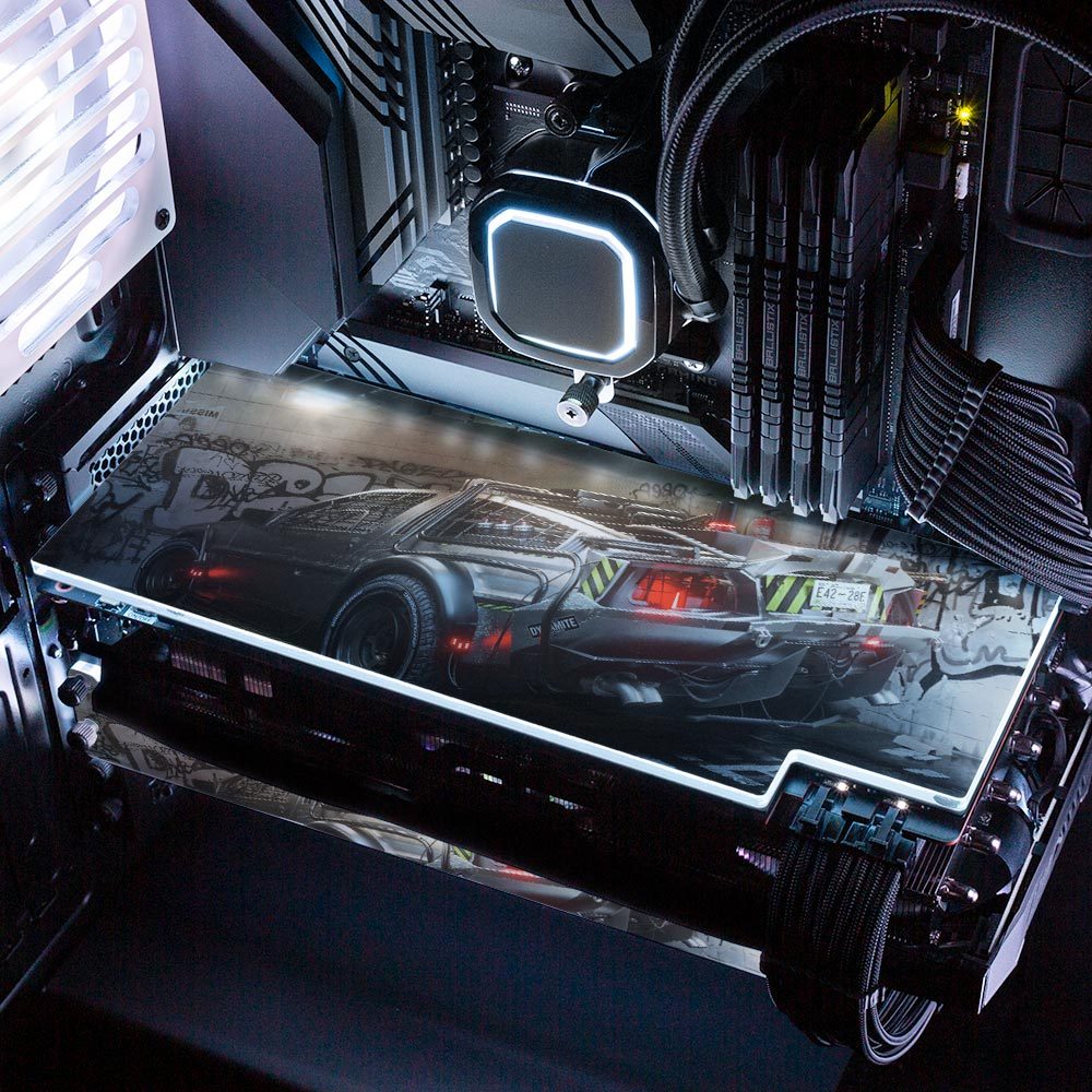 Skie Graphic Studio - 'Cyber DeLorean2' | Custom RGB GPU Backplate by ...