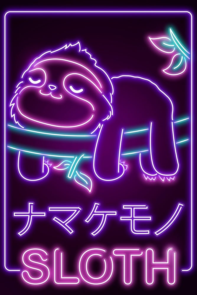 Donnie Art - 'Neon Kawaii Sloth' | Acrylic Glass Print | Shatter ...