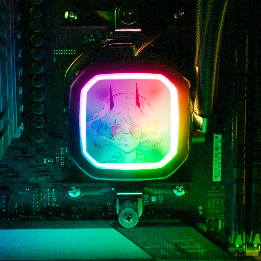 Striped Anime Girl AIO Cover for Corsair RGB Hydro Platinum and Pro ...