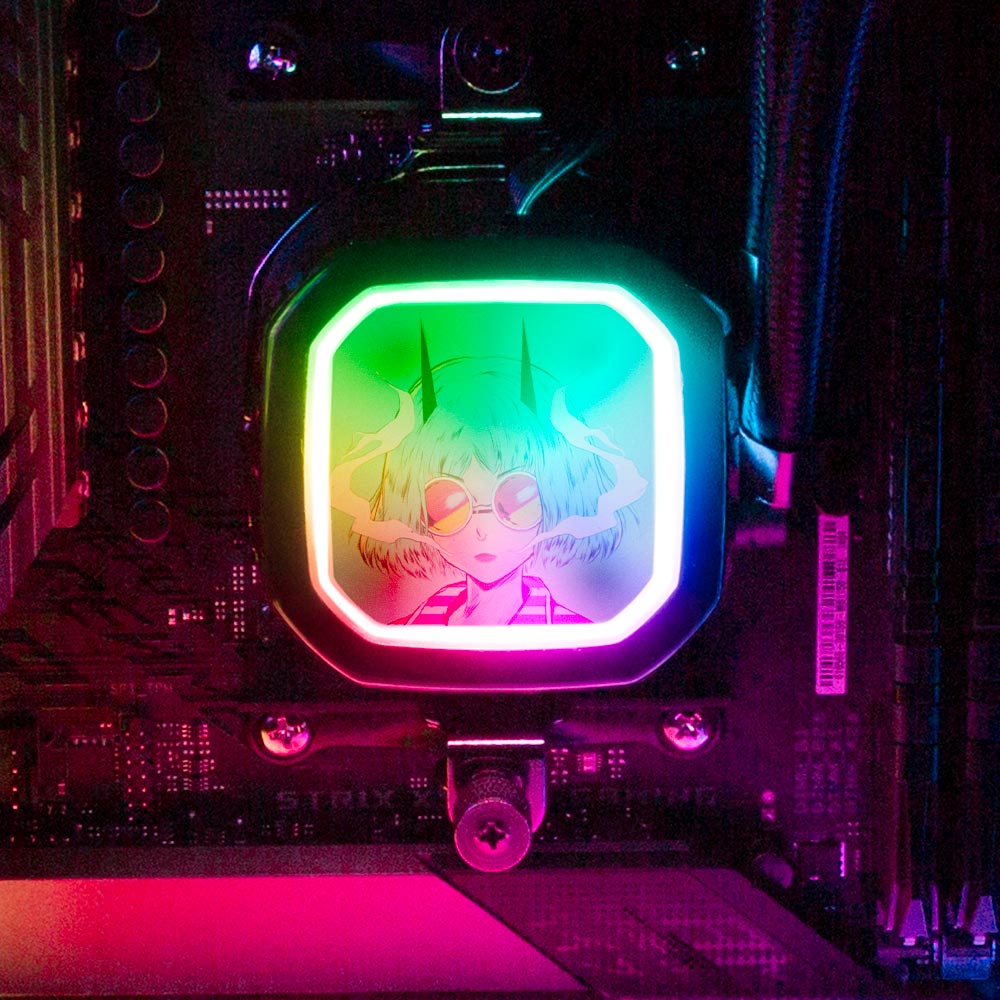 Striped Anime Girl AIO Cover for Corsair RGB Hydro Platinum and Pro ...