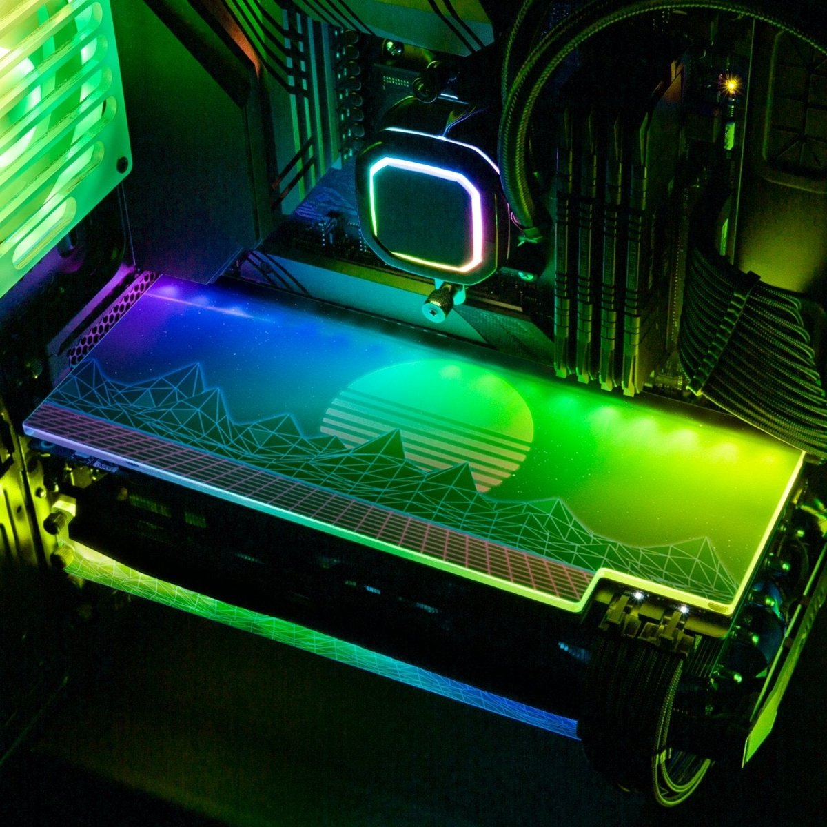 'Synthwave Sunset' Custom Design RGB GPU Backplate by V1 Tech ...