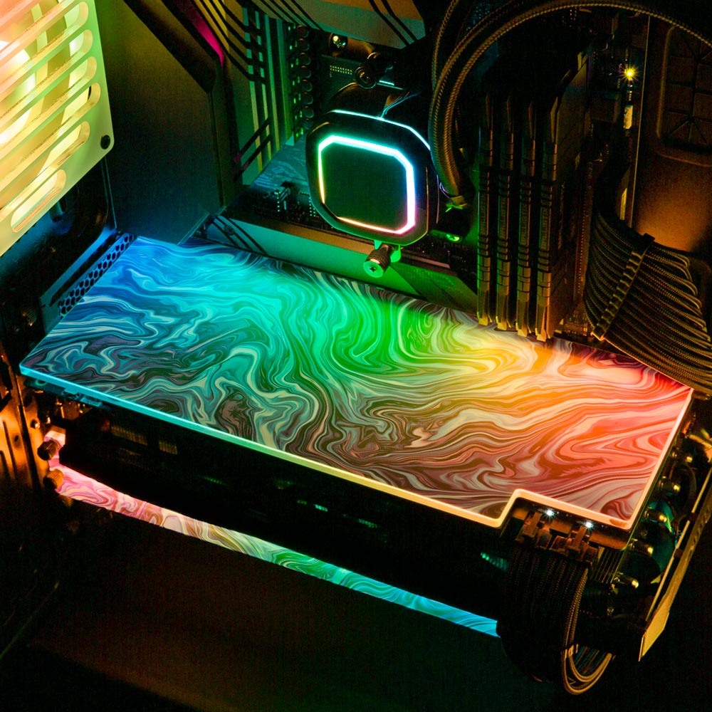 Geoglyser - 'Vaporwave Fluid' | Custom RGB GPU Backplate by V1 Tech ...