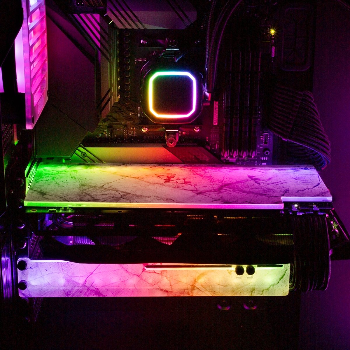 White Marble RGB GPU Support Bracket - V1Tech – V1 Tech